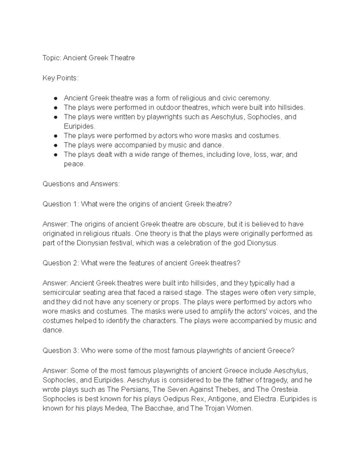 Lecture note for History of the Theatre (THTR 310), Lecture #2 - Topic ...