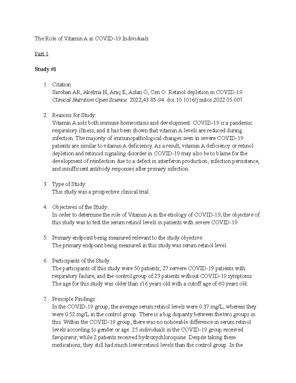 Annotated Bibliography - The Role of Vitamin A in COVID-19 Individuals ...
