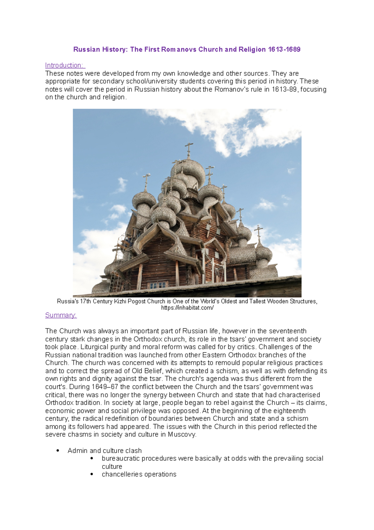 Romanov-rule-church - Romanov-rule-church - Russian History: The First ...