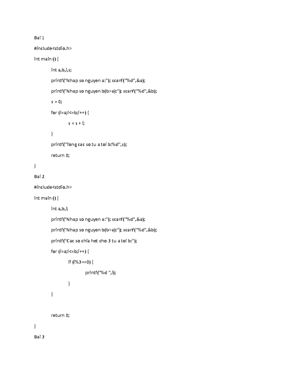 Tong hop bai thuc hanh so 3 cua tran van manh - Bai 1 #include int main () { int - Studocu