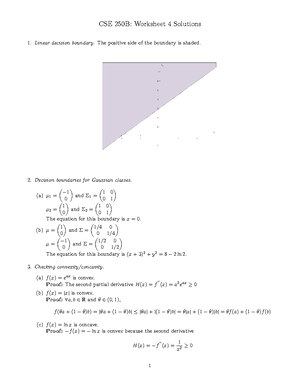CSE 250 Worksheet 6 Solutions - CSE 250B: Worksheet 6 Solutions 1. regression. (a) y Xw is an ...