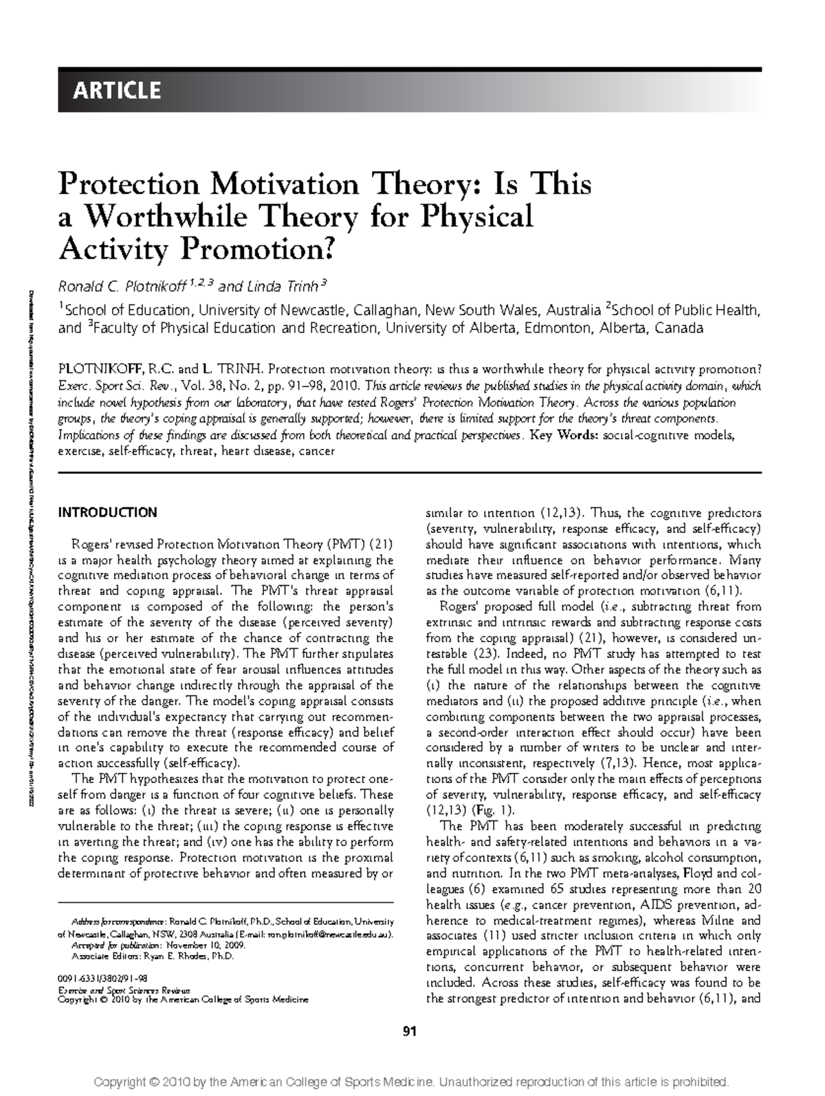 Protection Motivation Theory Is This a Worthwhile - Downloaded from ...