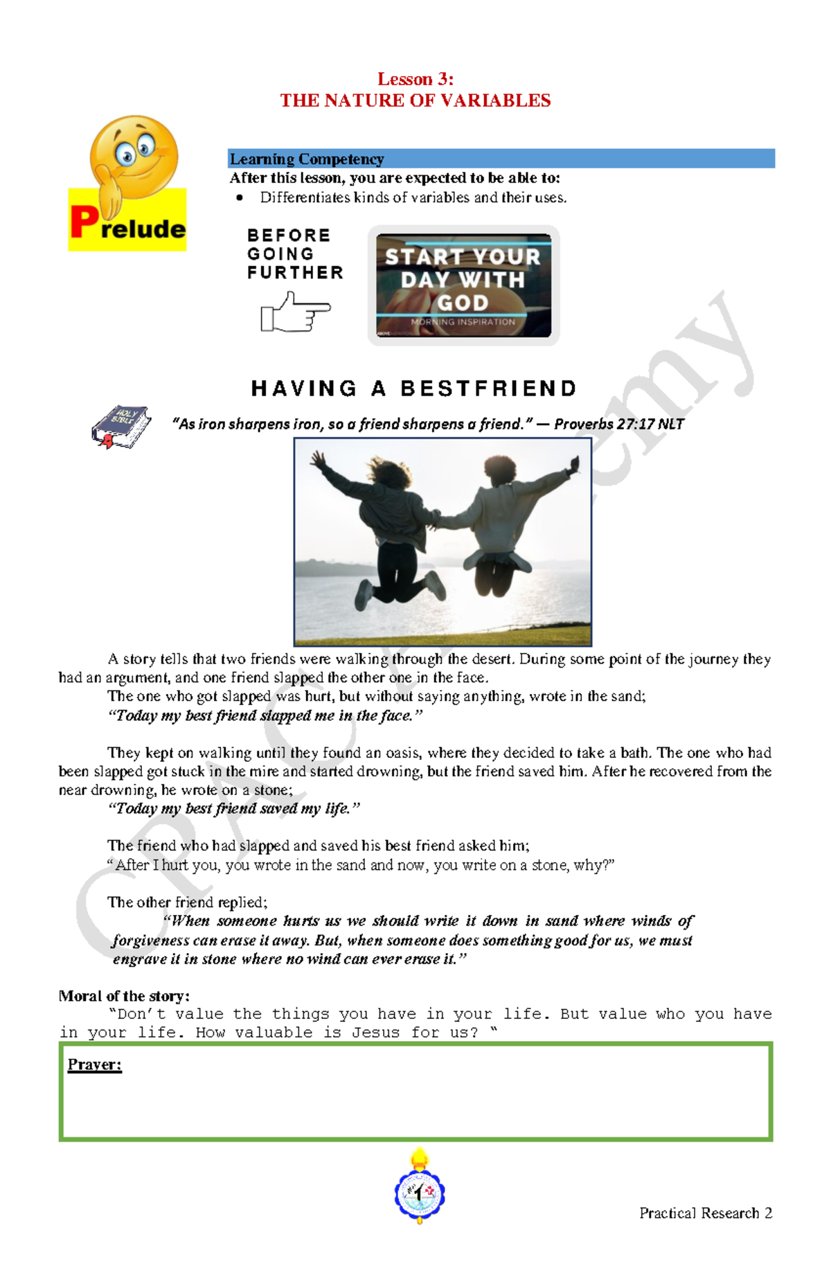 Practical Research 2 Week 3 4 - ` 1 Lesson 3 : THE NATURE OF VARIABLES ...