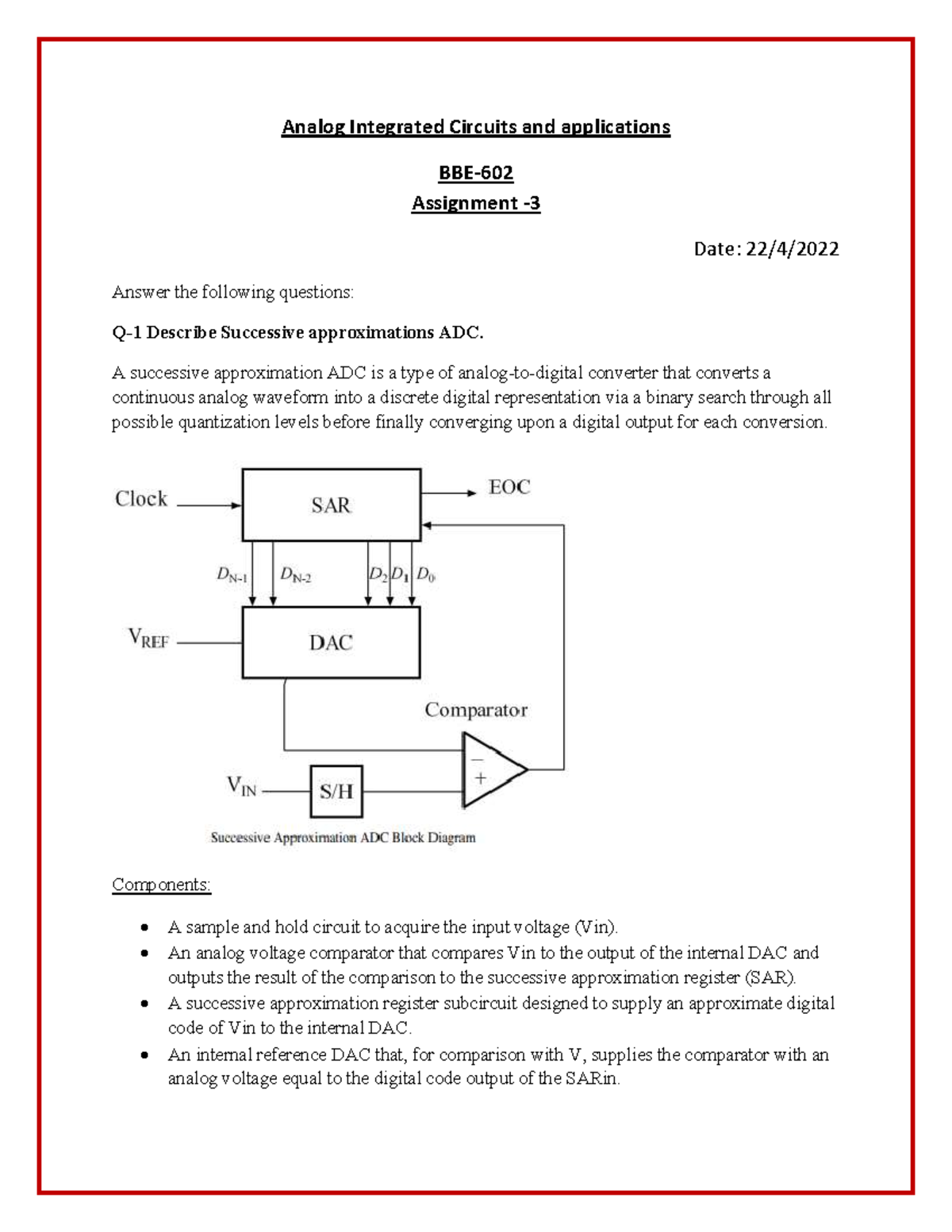 602 Assignment 3 BBE19002 - Analog Integrated Circuits and applications BBE- 602 Assignment - 3 ...