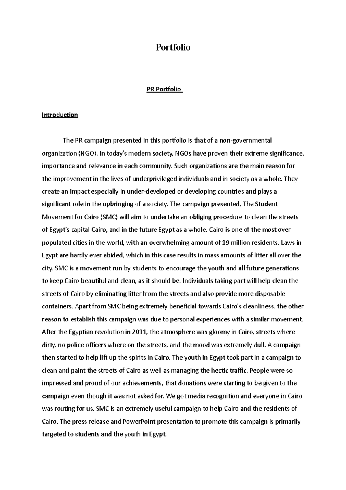 PR Portfolio - 2500 word full PR campaign for a said company ...