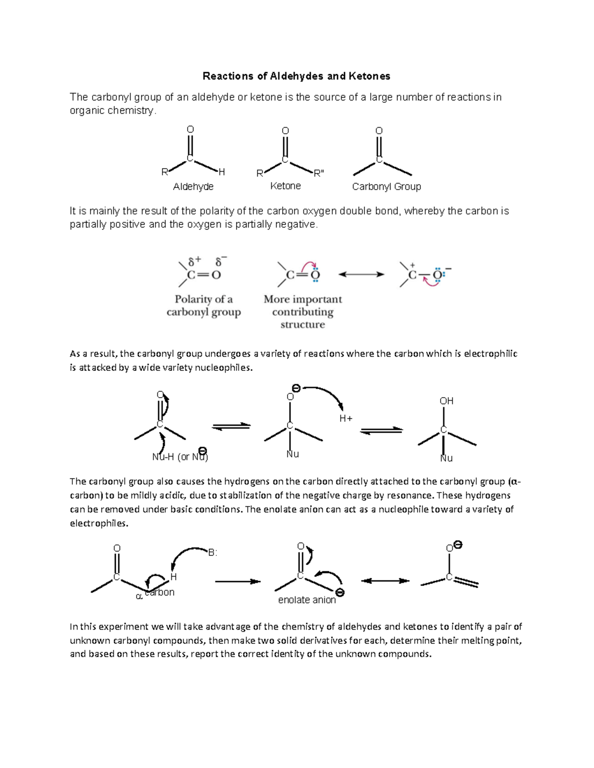 Reactions of Aldehydes and Ketones - Studocu