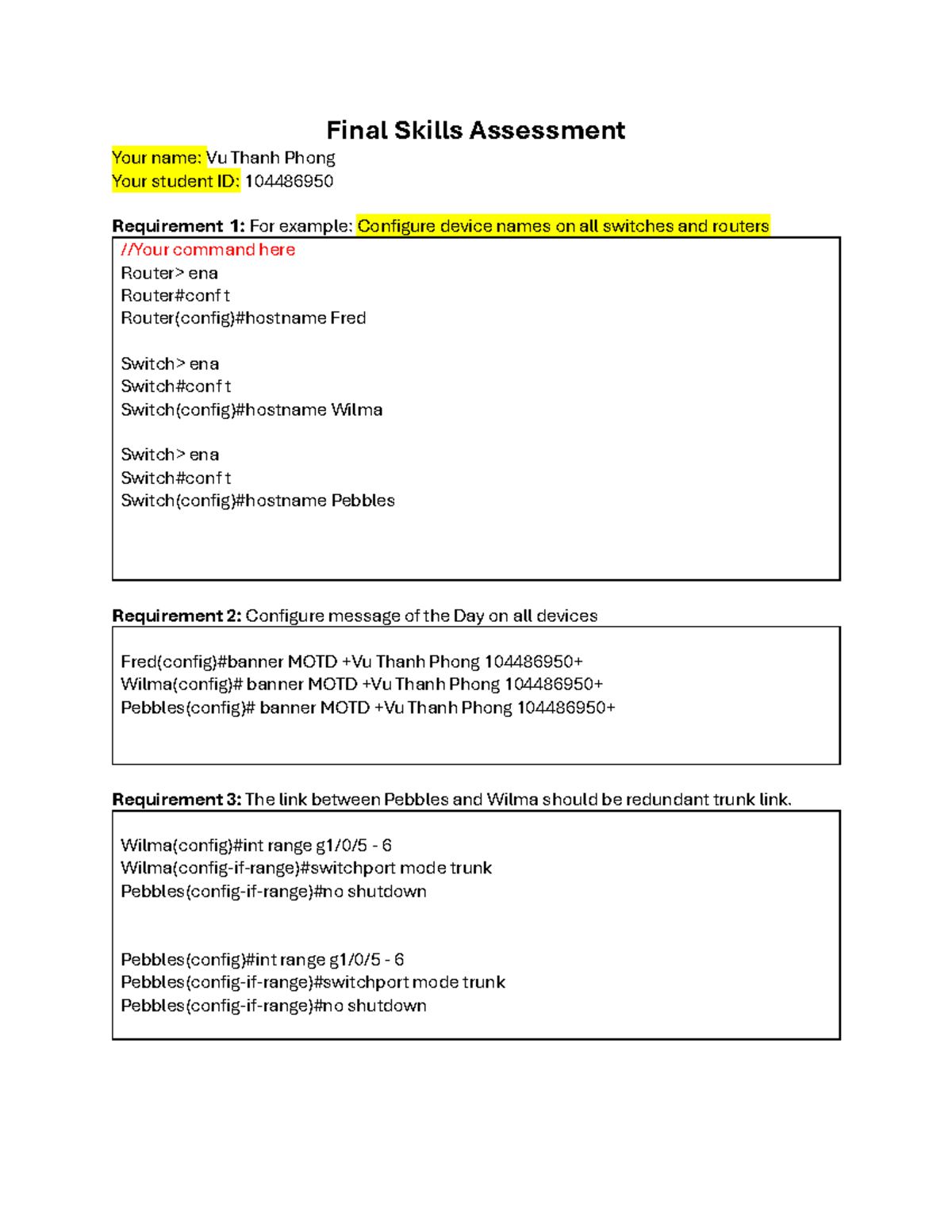 Final Skills Assessment (practice) - Final Skills Assessment Your name ...
