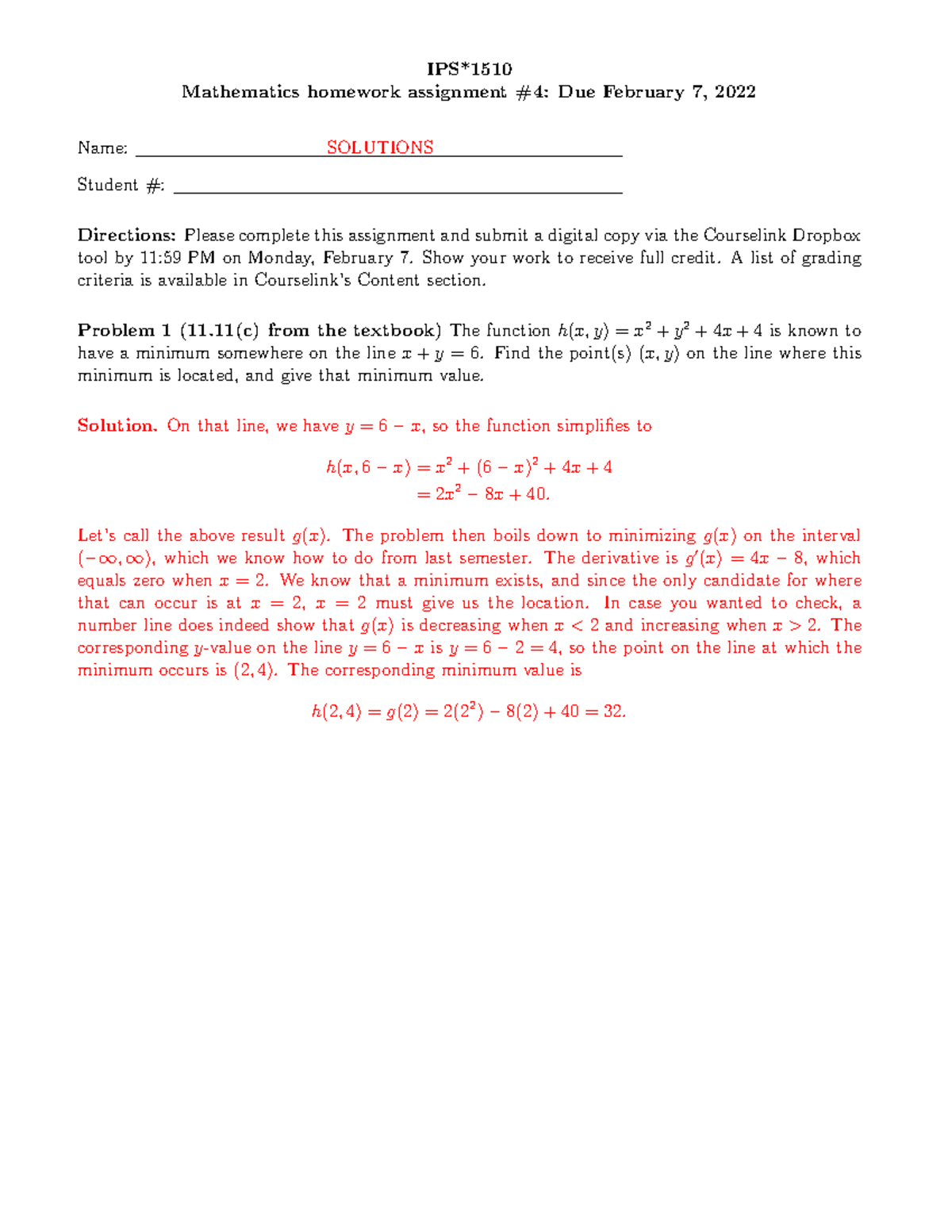 IPS1510 math hw4 solutions - IPS* Mathematics homework assignment #4 ...