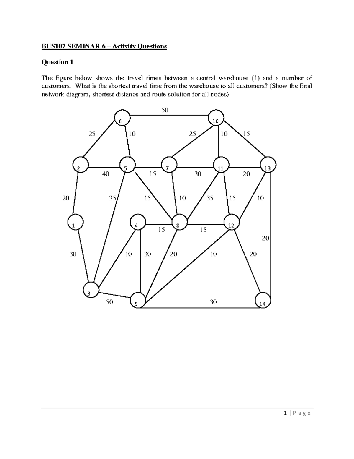 Seminar 6 Activity Questions - SUSS SU6 - 1 | P a g e BUS107 SEMINAR 6 ...