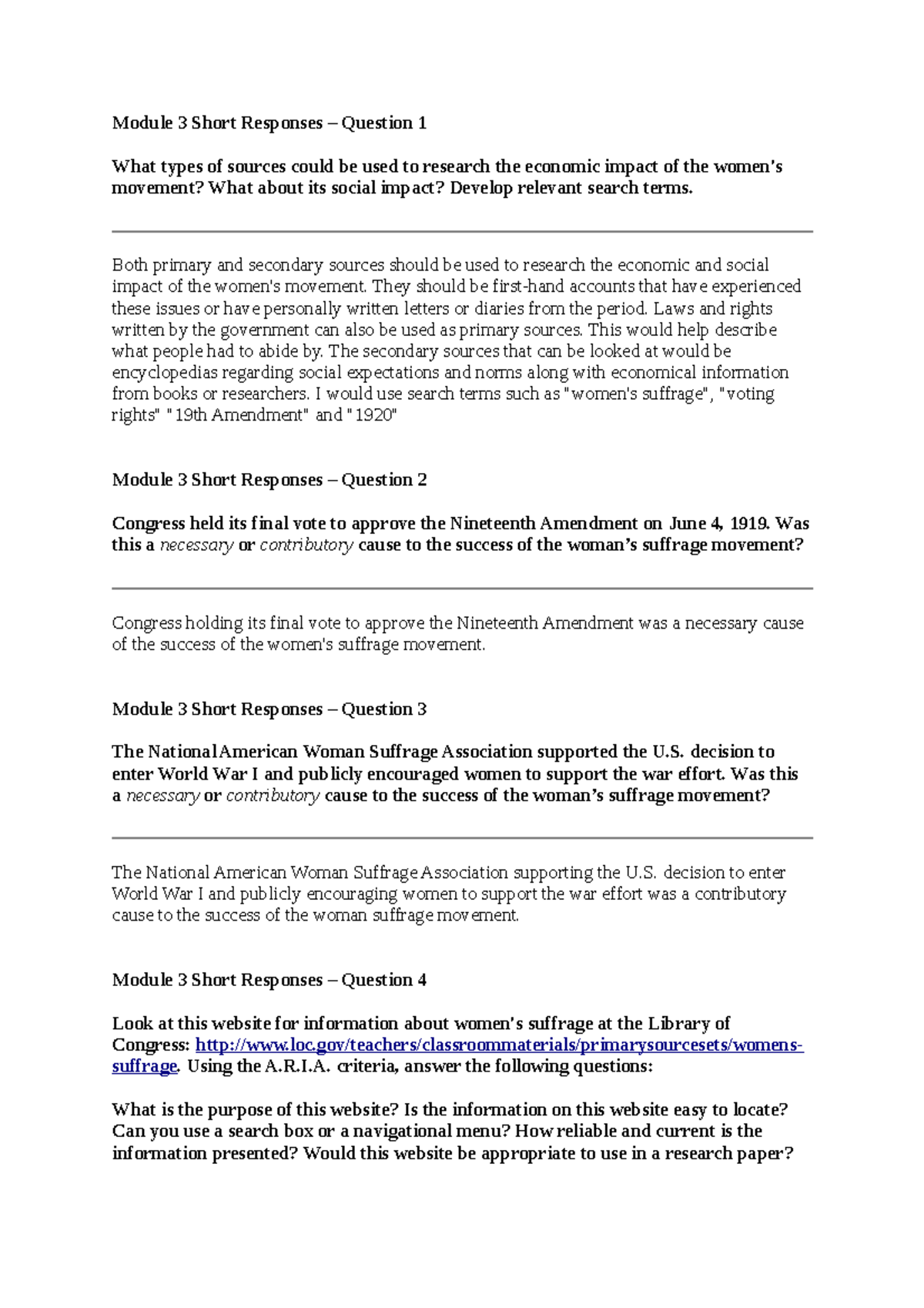 Riley Woodstock HIS 200 Applied History - Module 3 Short Responses ...