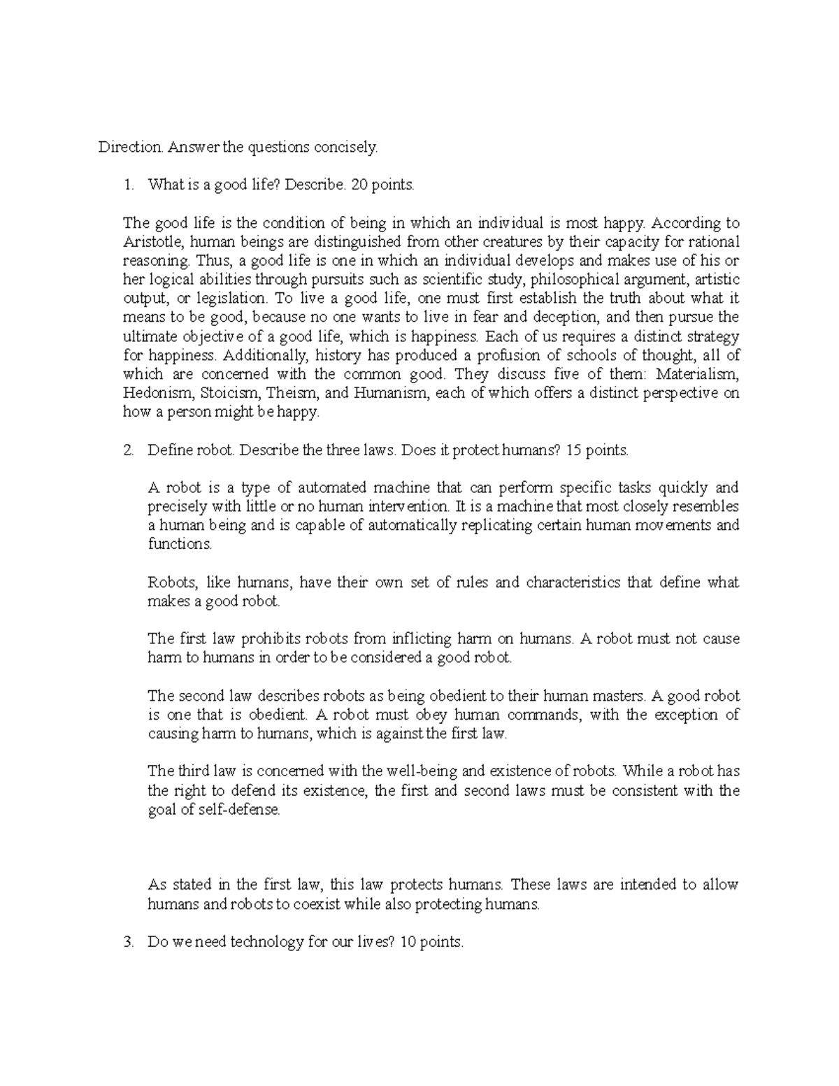 Midterm STS prt. 1 - STS GE7 Science technology and society - Direction. Answer the questions ...