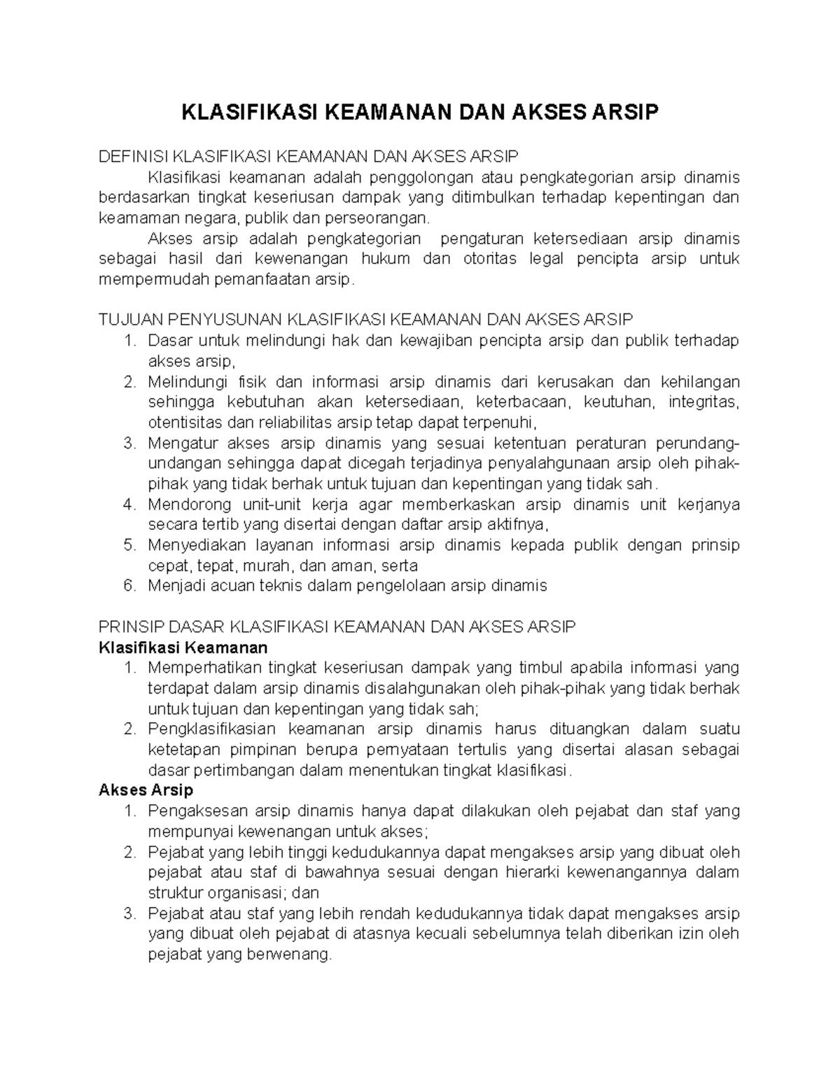 Klasifikasi Keamanan dan Akses Arsip - KLASIFIKASI KEAMANAN DAN AKSES ...