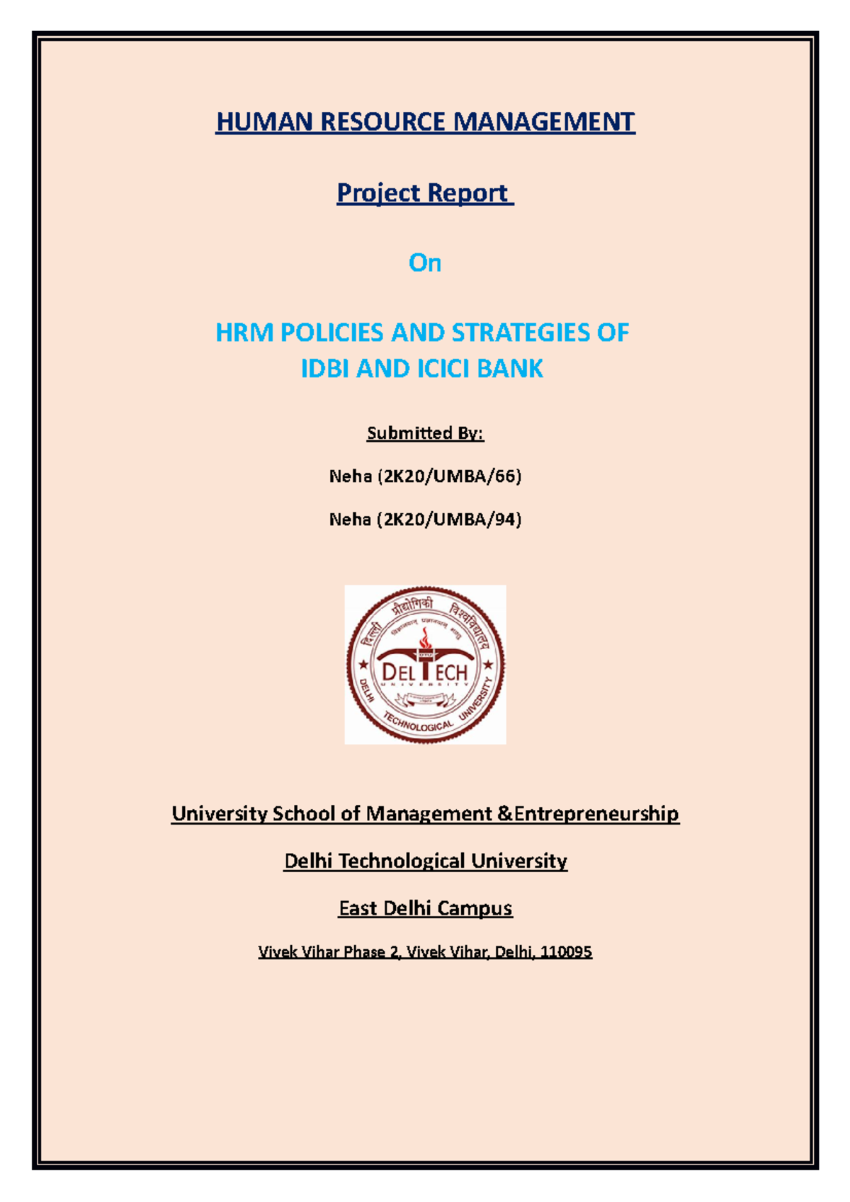 HRM Project Report for HR students - HUMAN RESOURCE MANAGEMENT Project ...