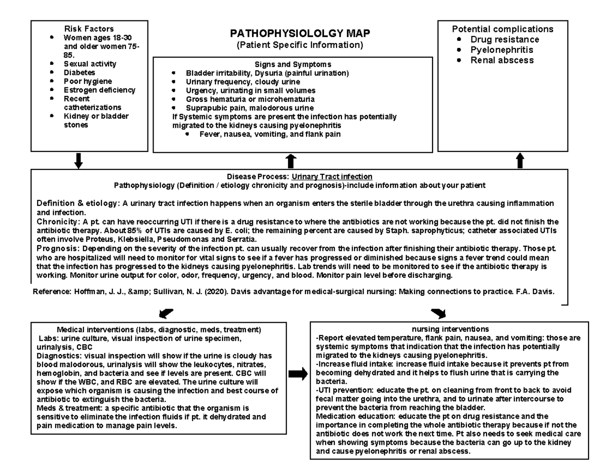 Care plan 2 concept map UTI - PATHOPHYSIOLOLGY MAP (Patient Specific ...