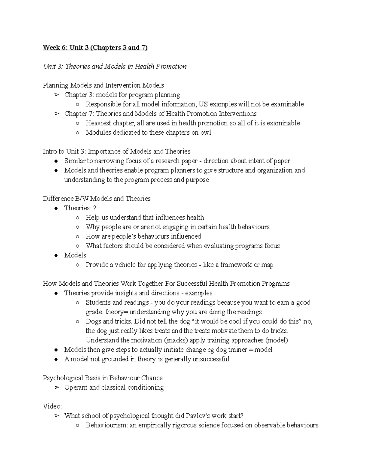 Week 6 - All course material from this week. - Week 6: Unit 3 (Chapters ...