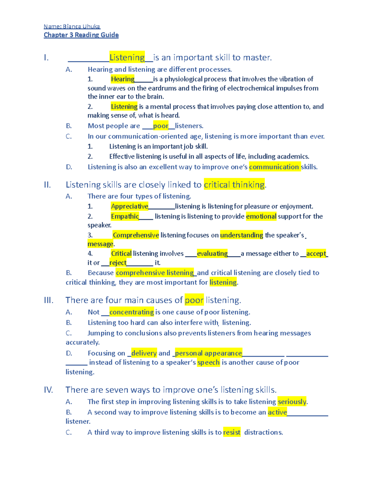 Chapter 3 Reading Guide - Name: Bianca Uhuka Chapter 3 Reading Guide I ...