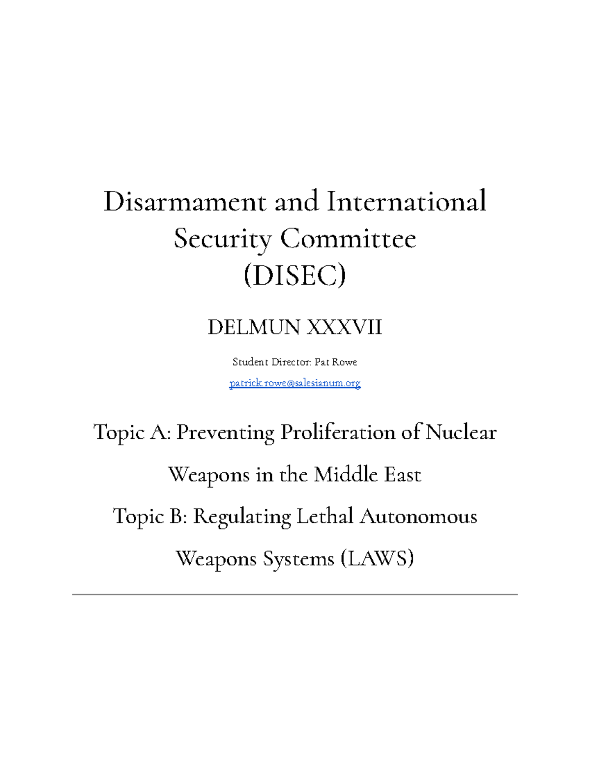 Disec Committee Background Guide - Disarmament and International ...