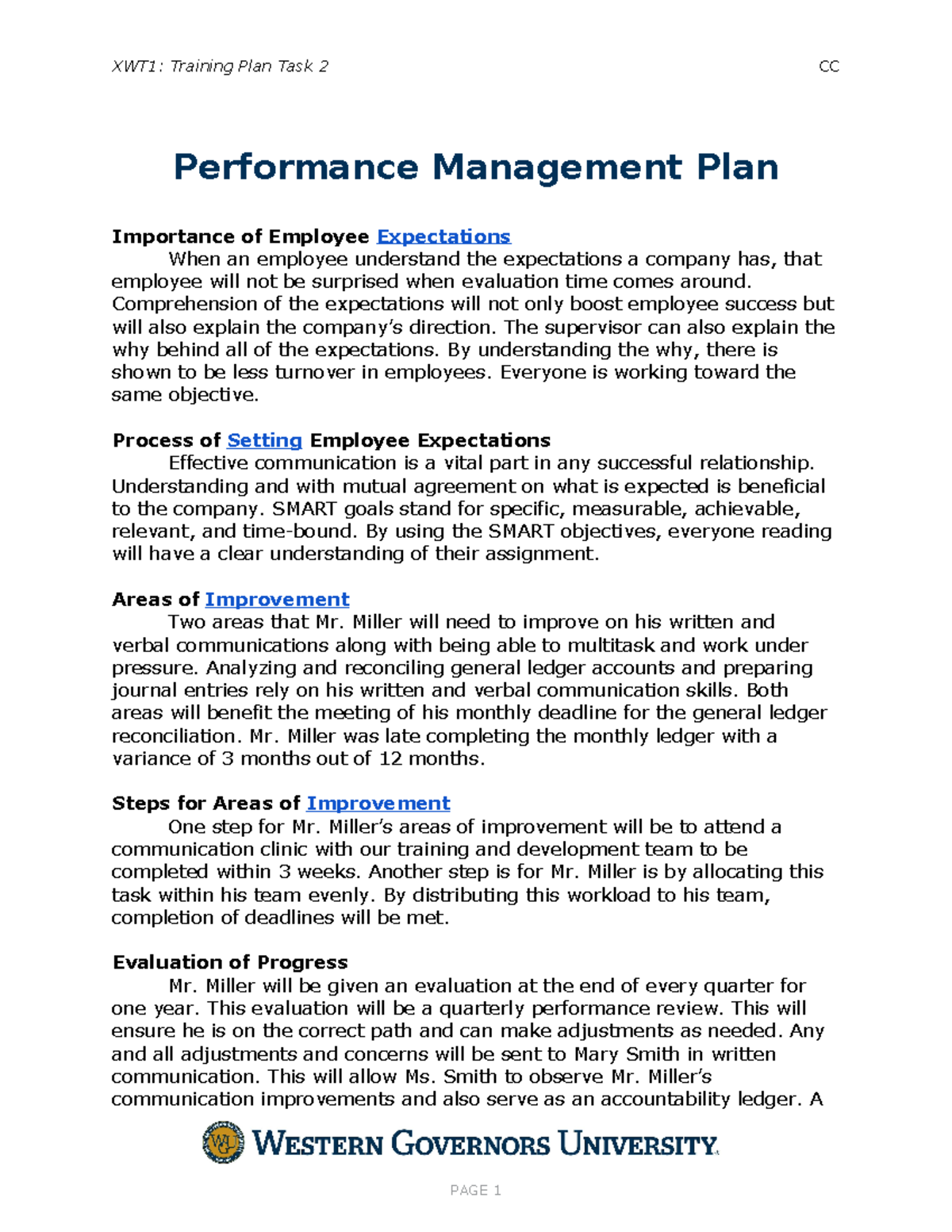 Applications in Training and Development XWT1 TASK 2 - C722 - WGU - Studocu