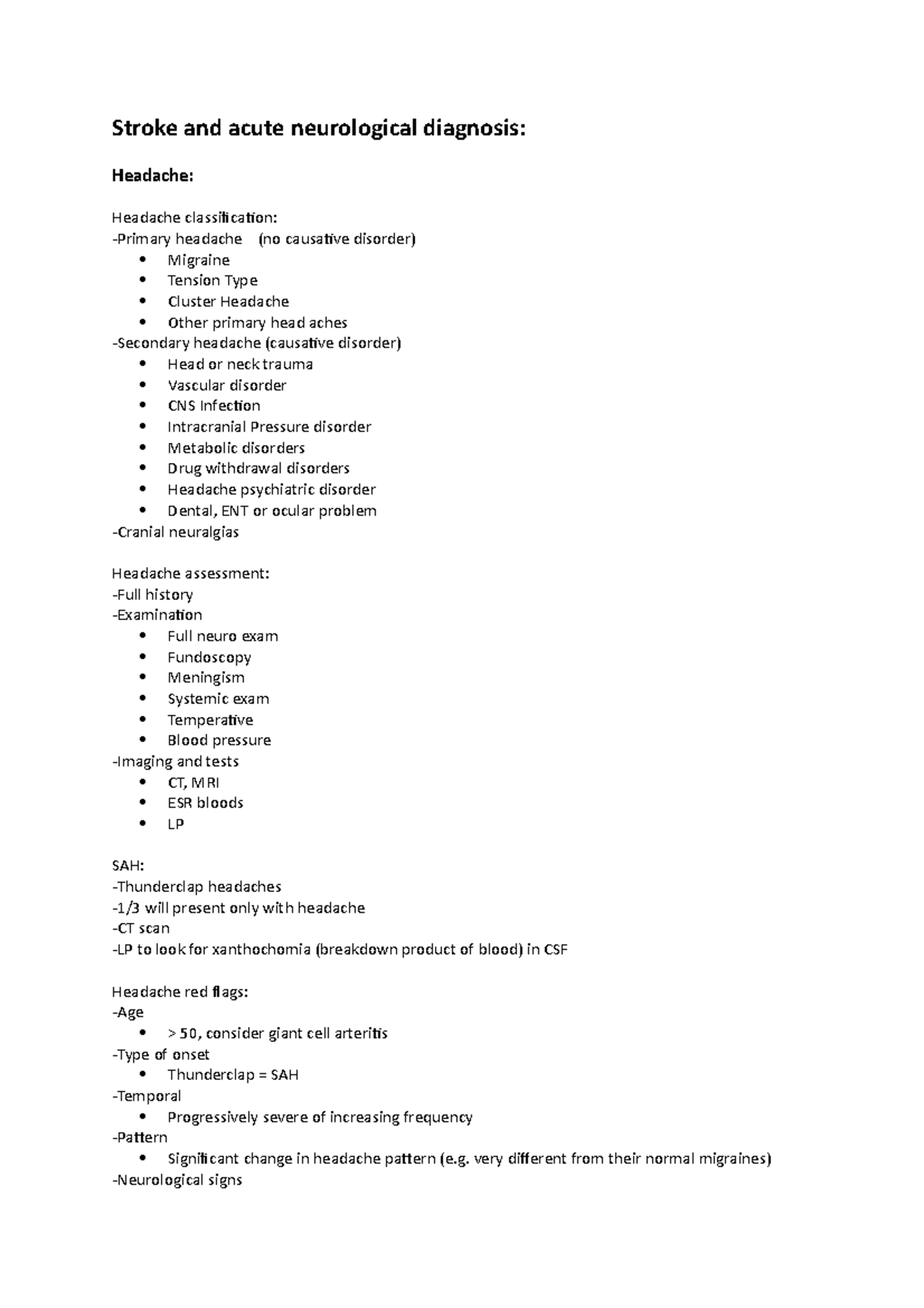 Year 3 - Stroke and acute neurological diagnosis - Stroke and acute ...