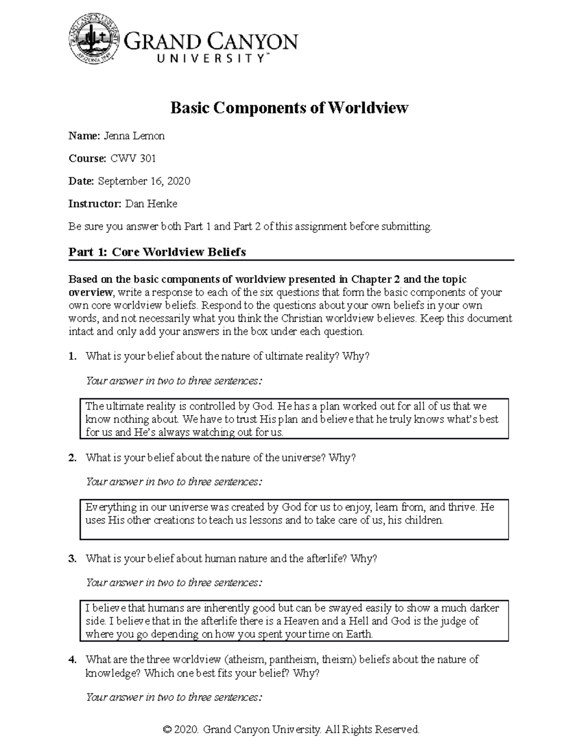 CWV 101 301 RS T1Basic Components Of Worldview - Basic Components of ...