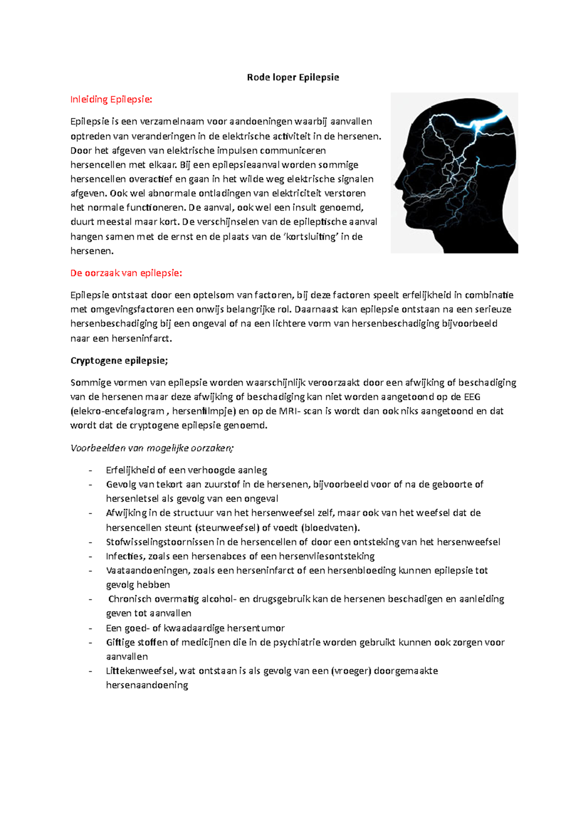 Rode loper Epilepsie - Rode loper Epilepsie Inleiding Epilepsie ...