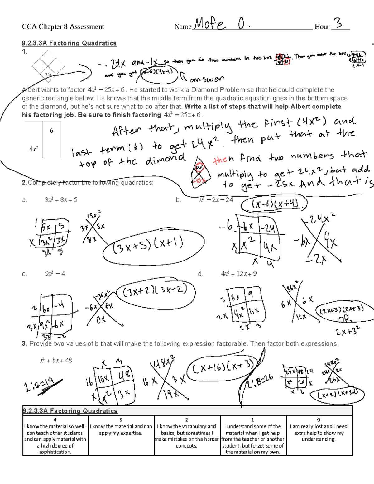 Math Test - math help - CCA Chapter 8 Assessment Name ...