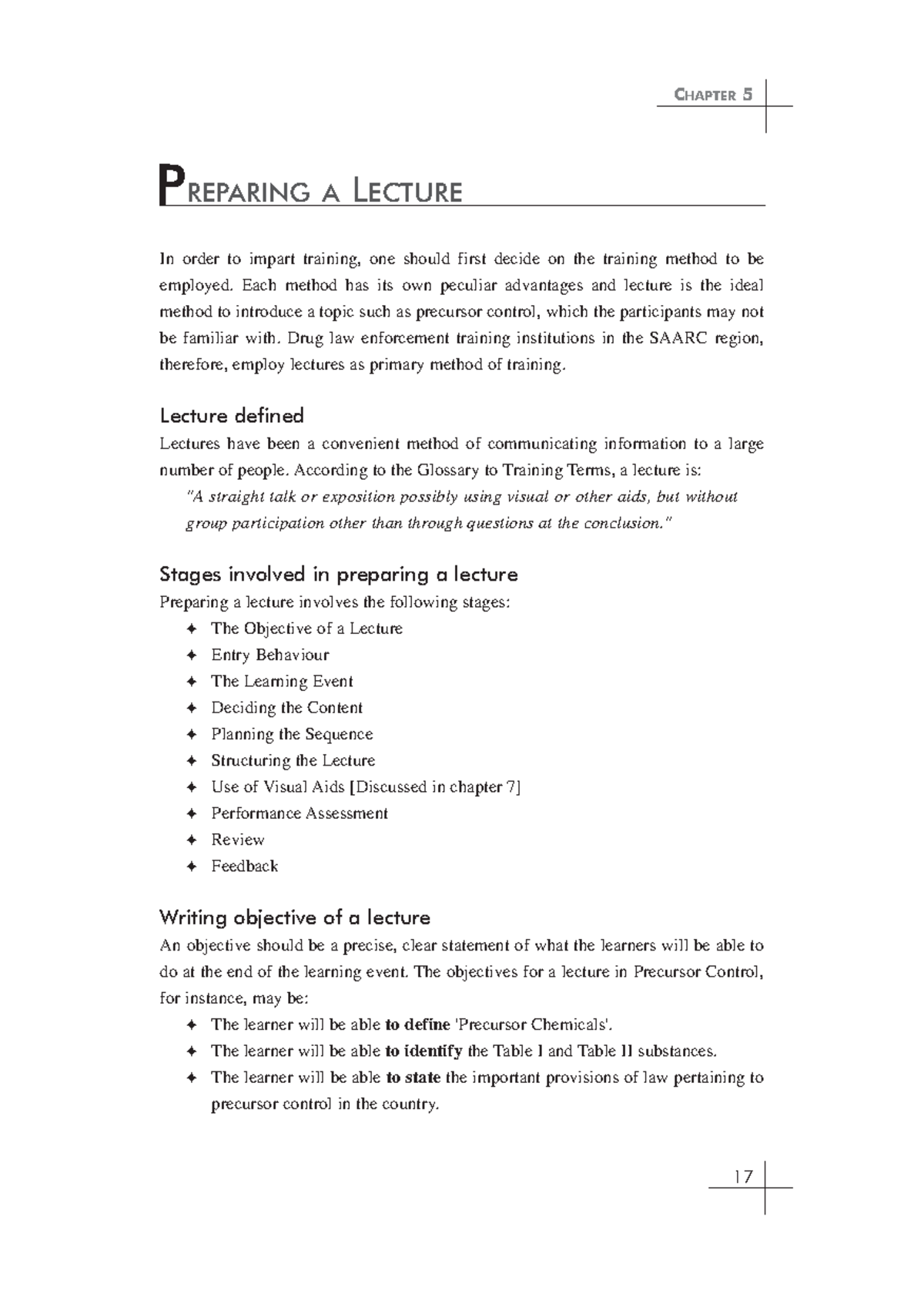 06 preparingalecture - summary - In order to impart training, one should first decide on the ...