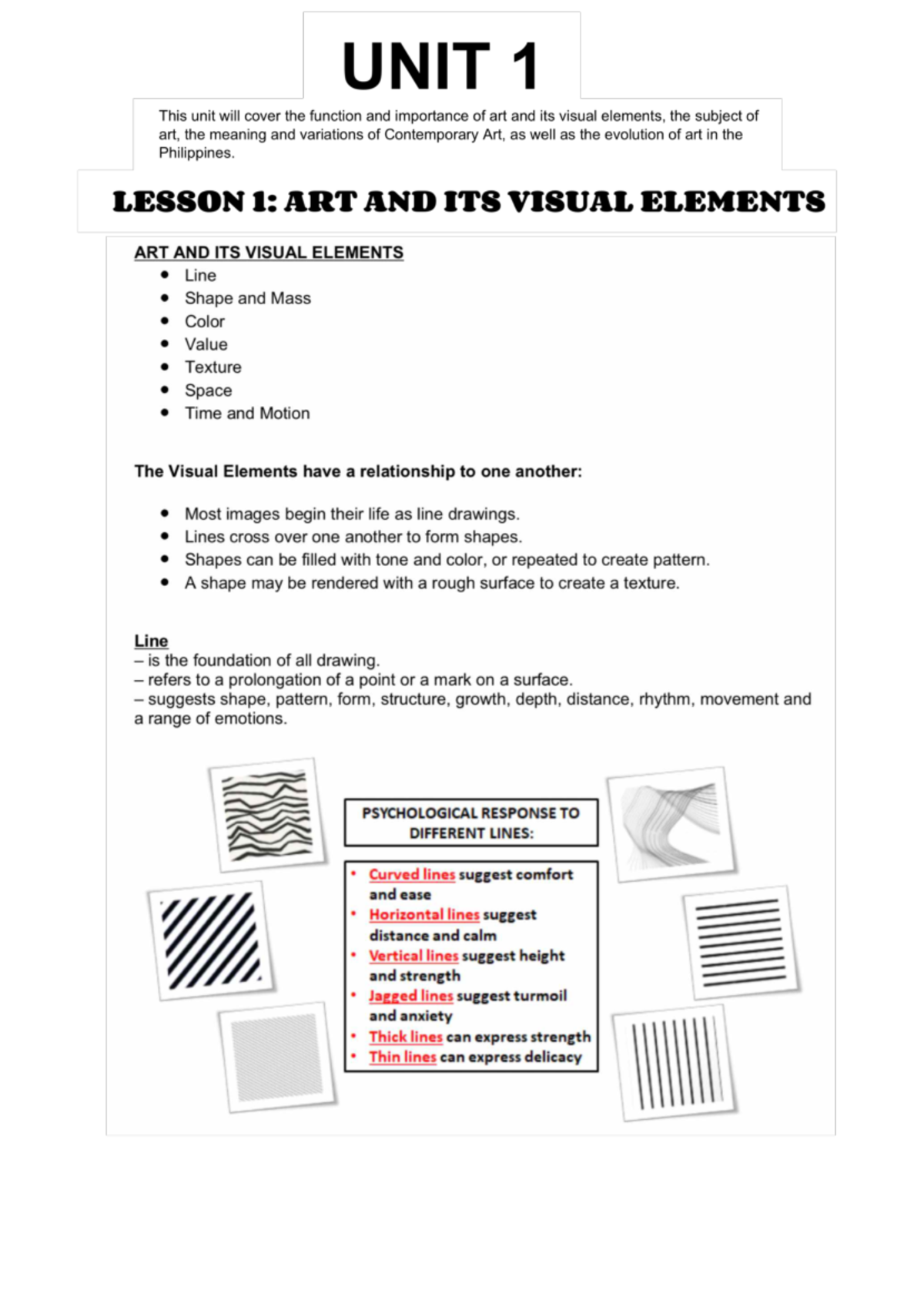 Lesson 1 - Art and its Visual Elements - Contemporary Philippine Arts ...