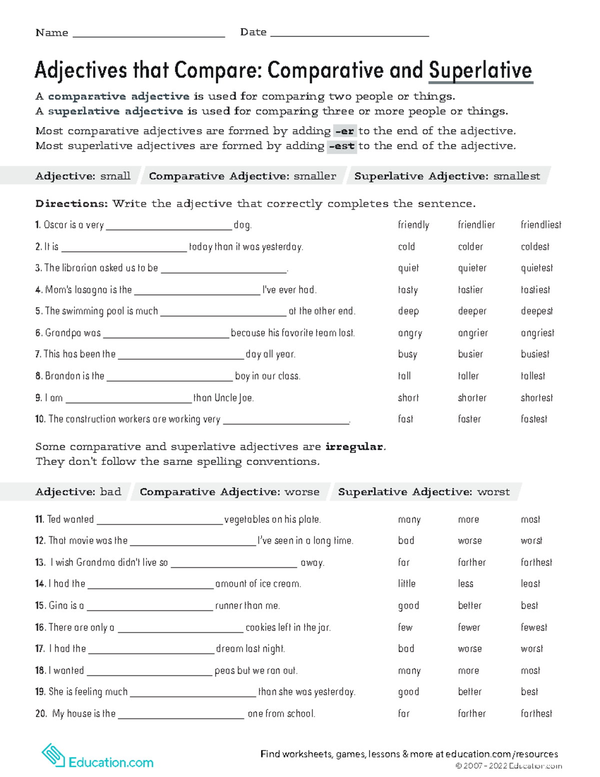 Great Grammar Adjectives Compare Adjectives That Compare Comparative