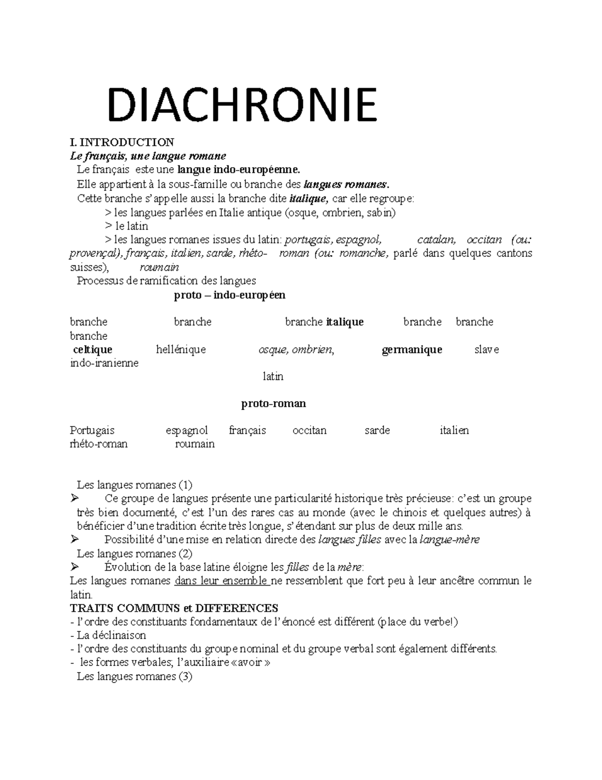 Diachronie - évolution du lexique et des construction syntaxique du ...