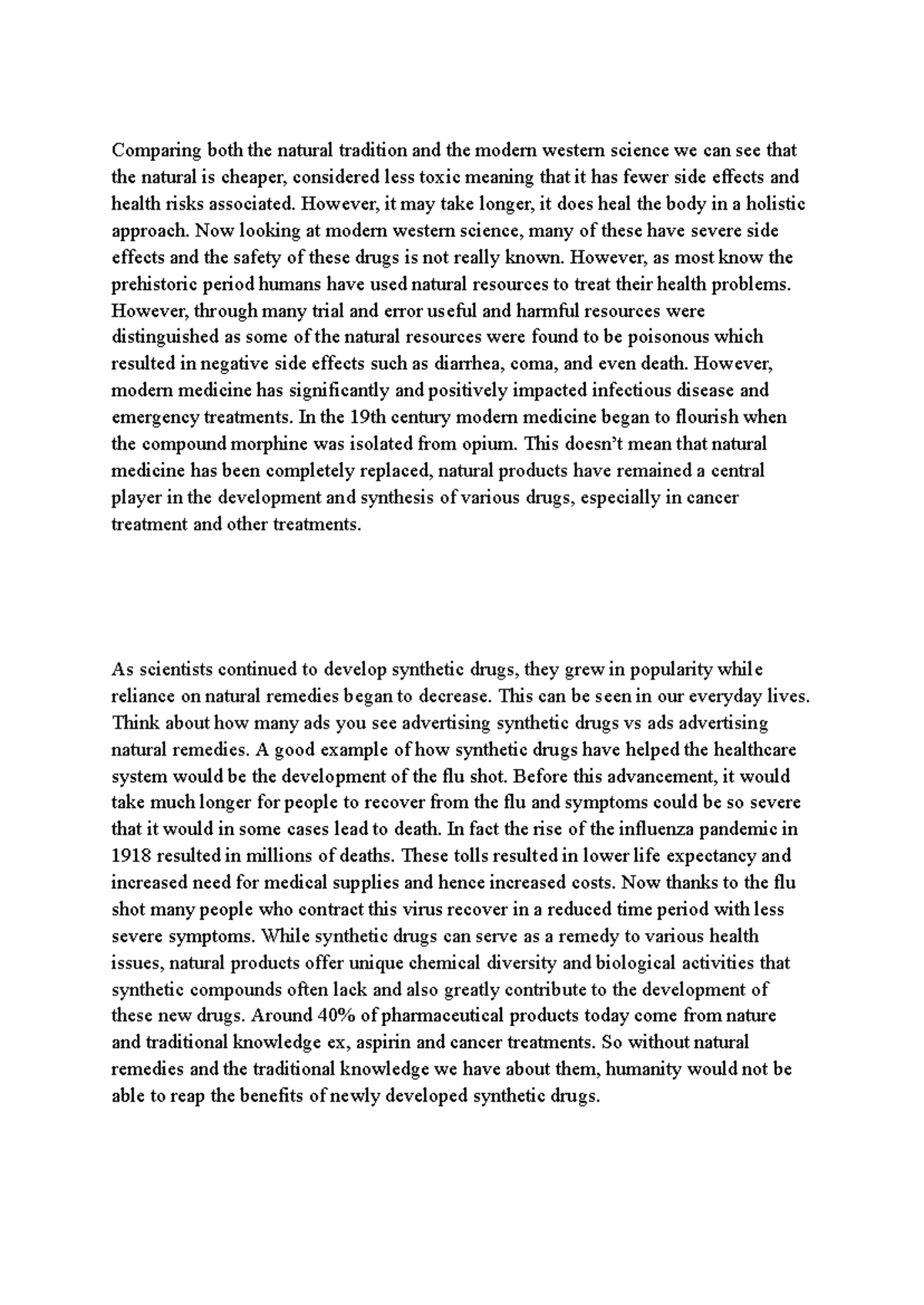 Script - Comparing both the natural tradition and the modern western ...