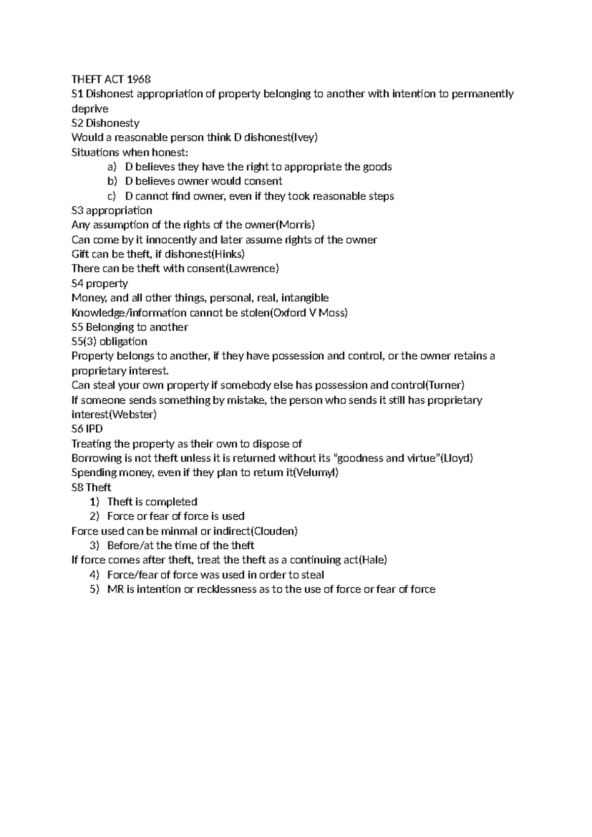 Theft ACT 1968 - nb,b ,∫ - THEFT ACT 1968 S1 Dishonest appropriation of ...