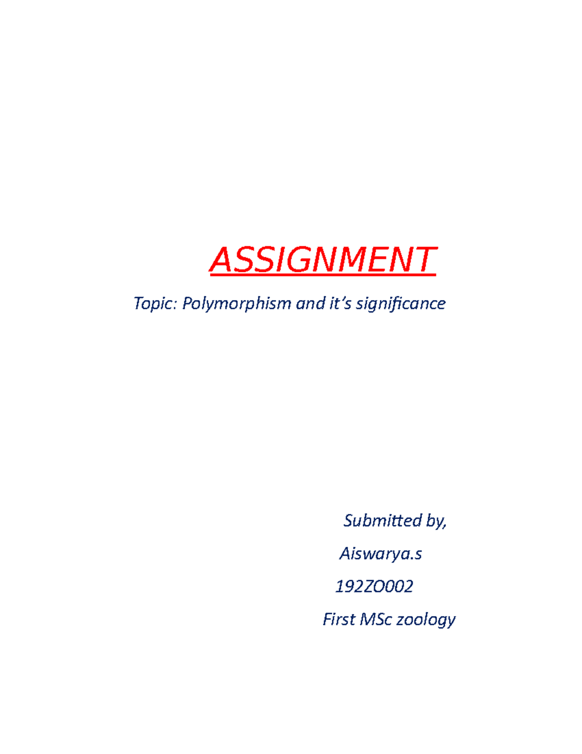 Polymorphism definition and what actually itis - ASSIGNMENT Topic ...