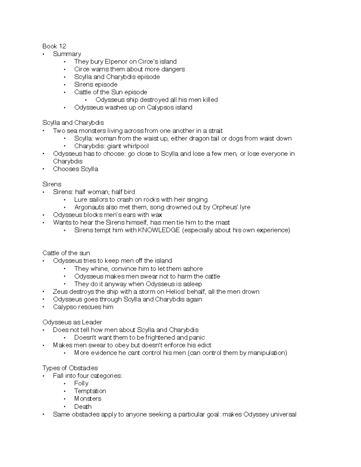 Odyssey books 12,16,18,19 - Book 12 Summary They bury Elpenor on island ...