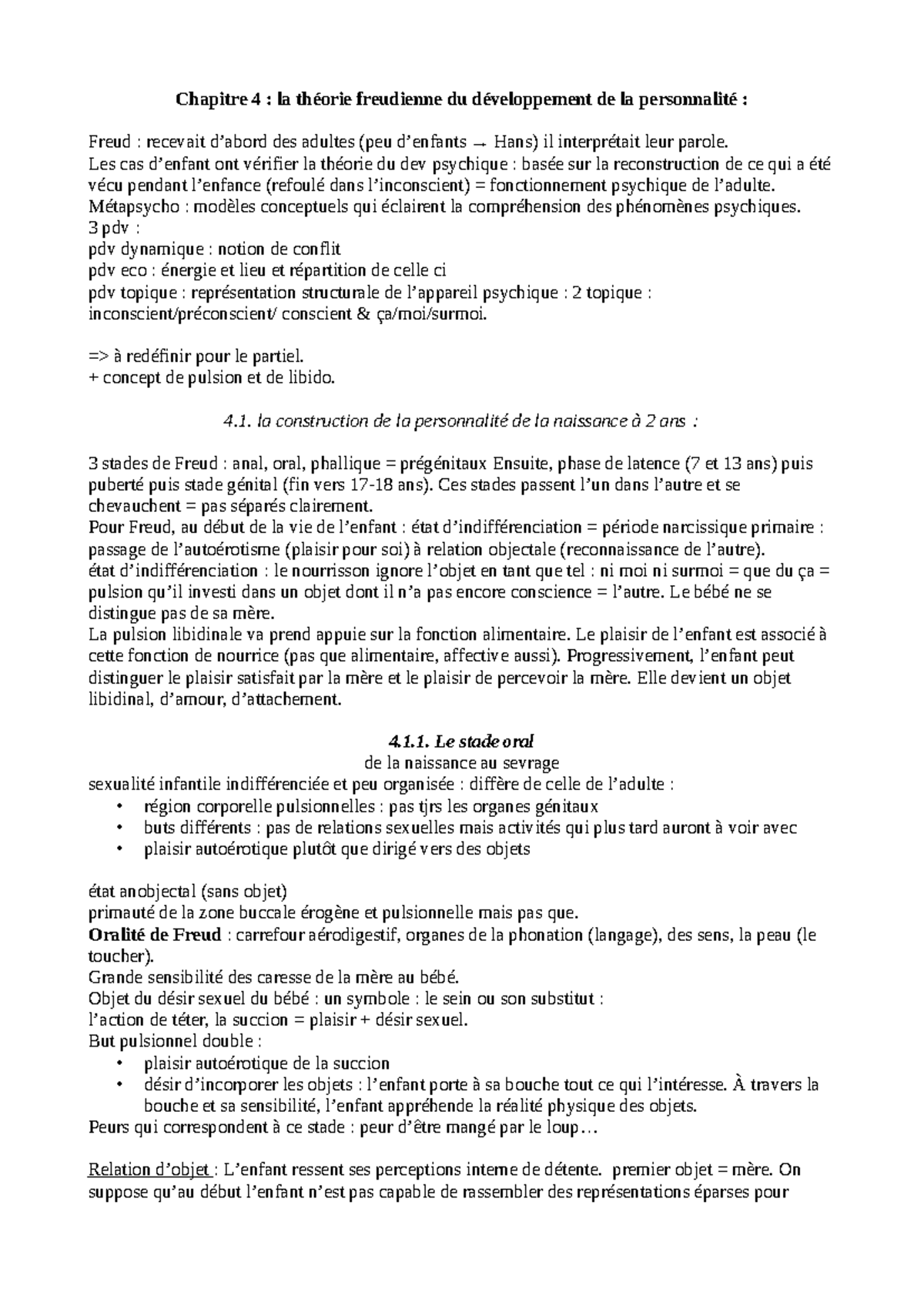 Chapitre 4 - La théorie Freudienne - Chapitre 4 : la théorie freudienne ...