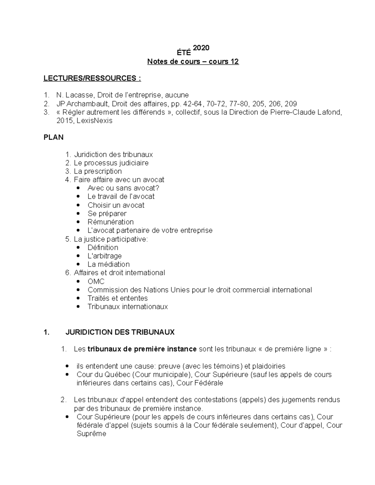 Notes de cours S12 - E2020 contrat de louage - ÉTÉ Notes de cours ...