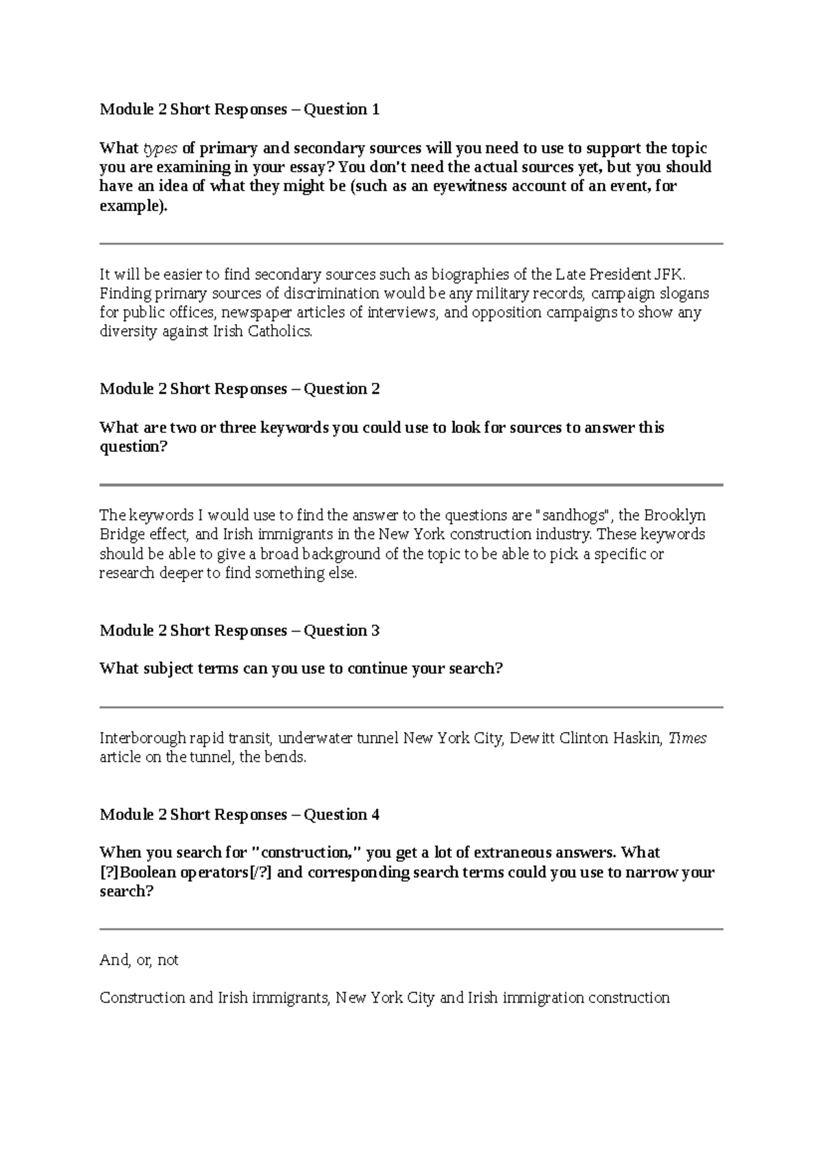 Short Answer HIS 200 W2 - Module 2 Short Responses – Question 1 What ...