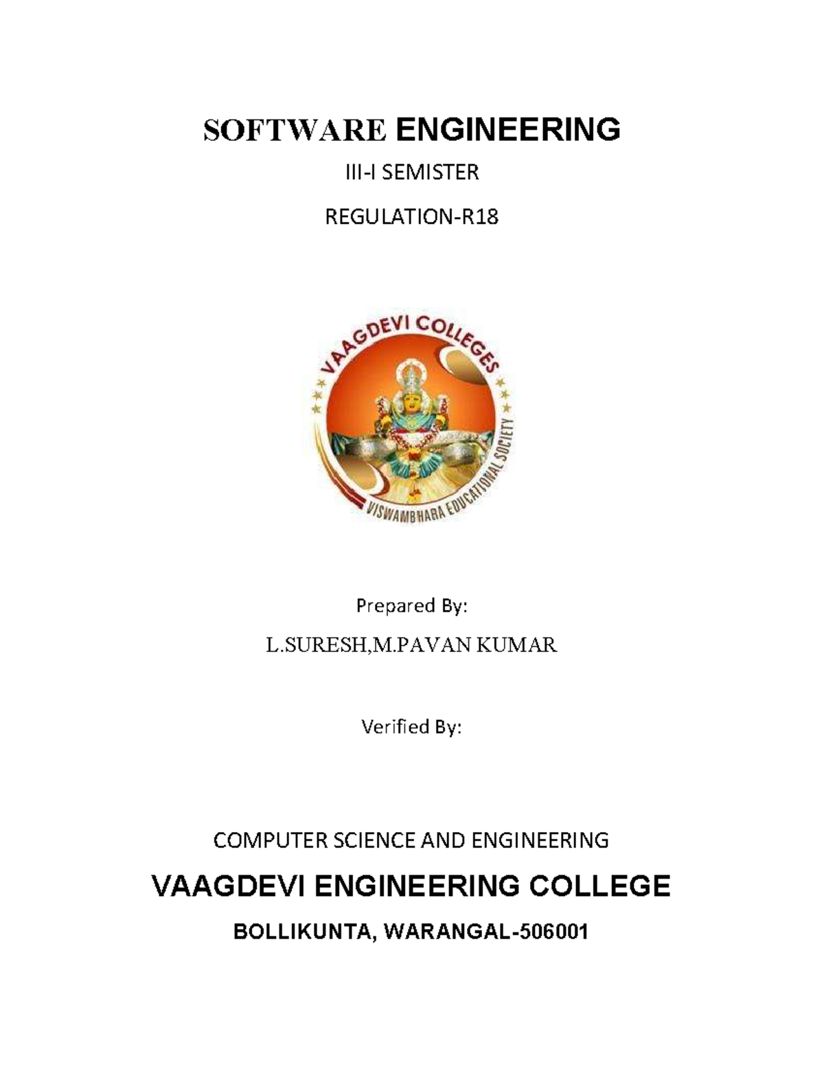 SE Lab Manual - SOFTWARE ENGINEERING III-I SEMISTER REGULATION-R ...