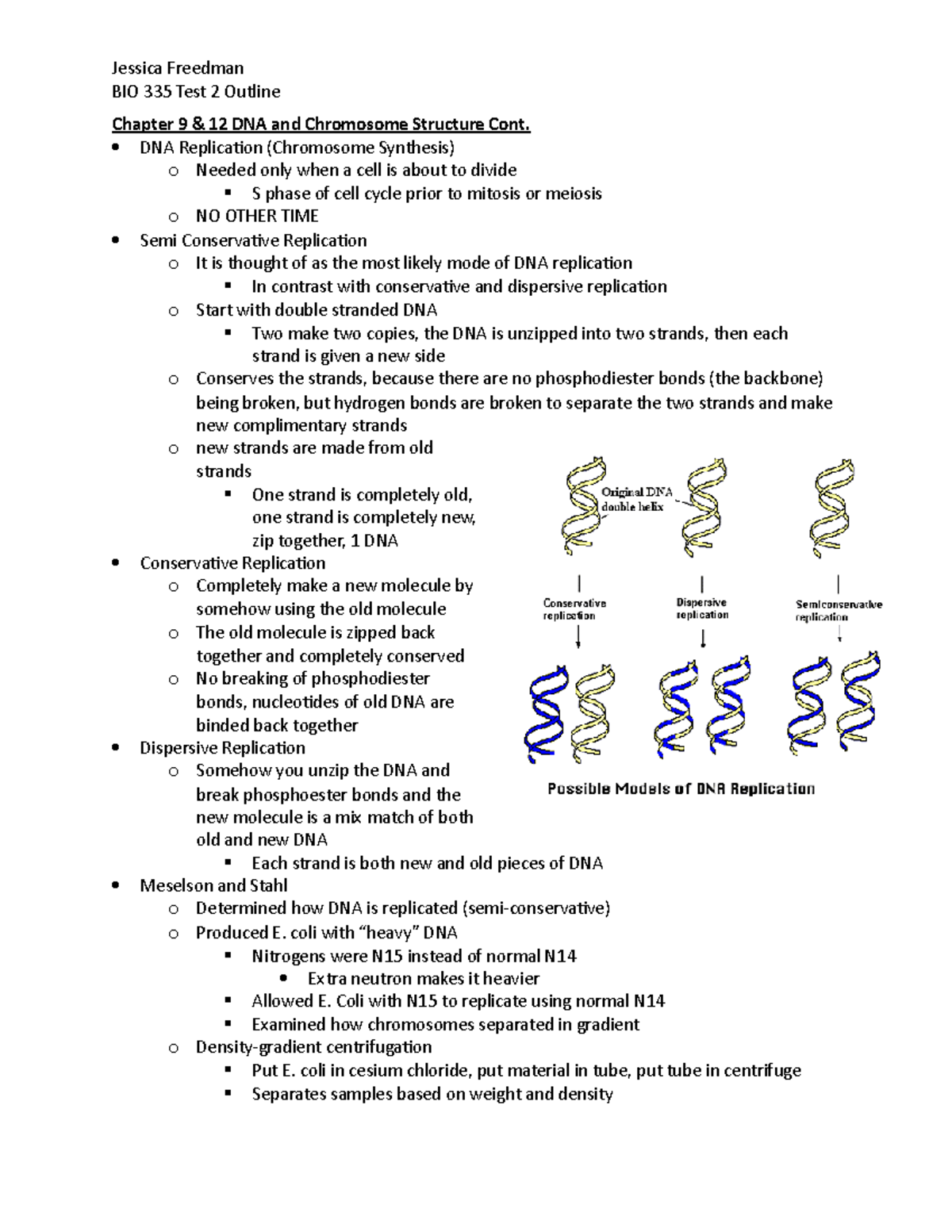 BIO 335 Test 2 Outline - Jessica Freedman BIO 335 Test 2 Outline ...