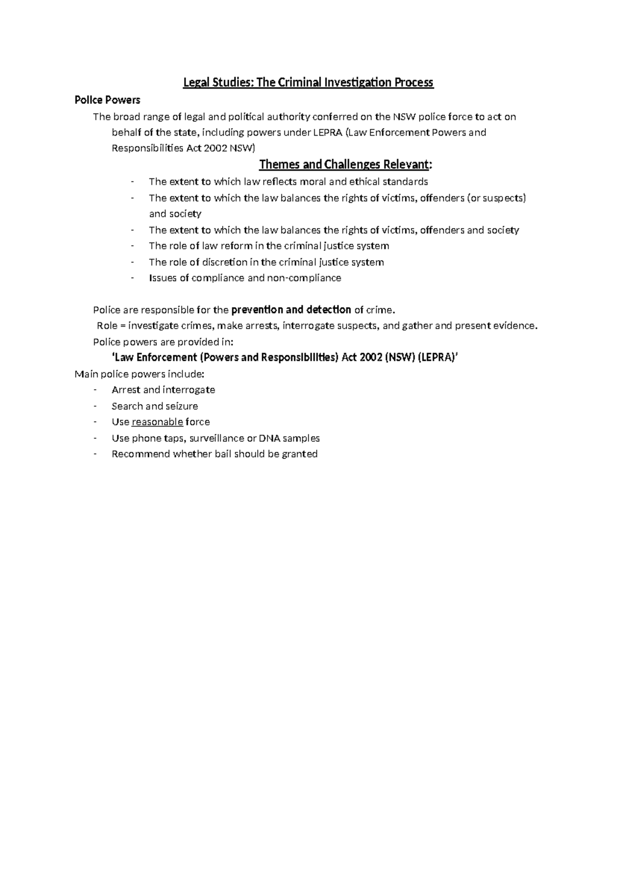 The Criminal Investigation Process - Role = investigate crimes, make ...