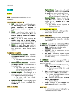 Module 1 AND 2 - Summarized lecture notes in Organic and Inorganic ...
