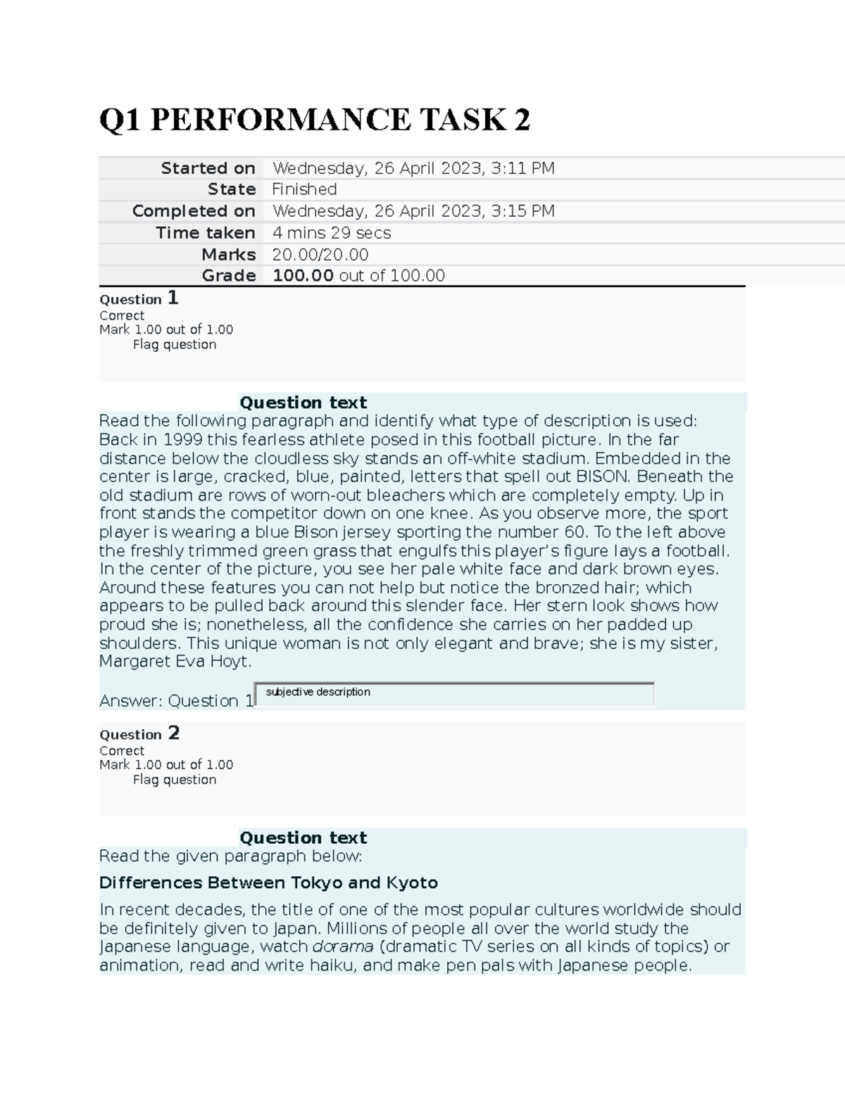 Q1 Performance TASK 2 - Perfect to pasalamat kau - Q1 PERFORMANCE TASK ...