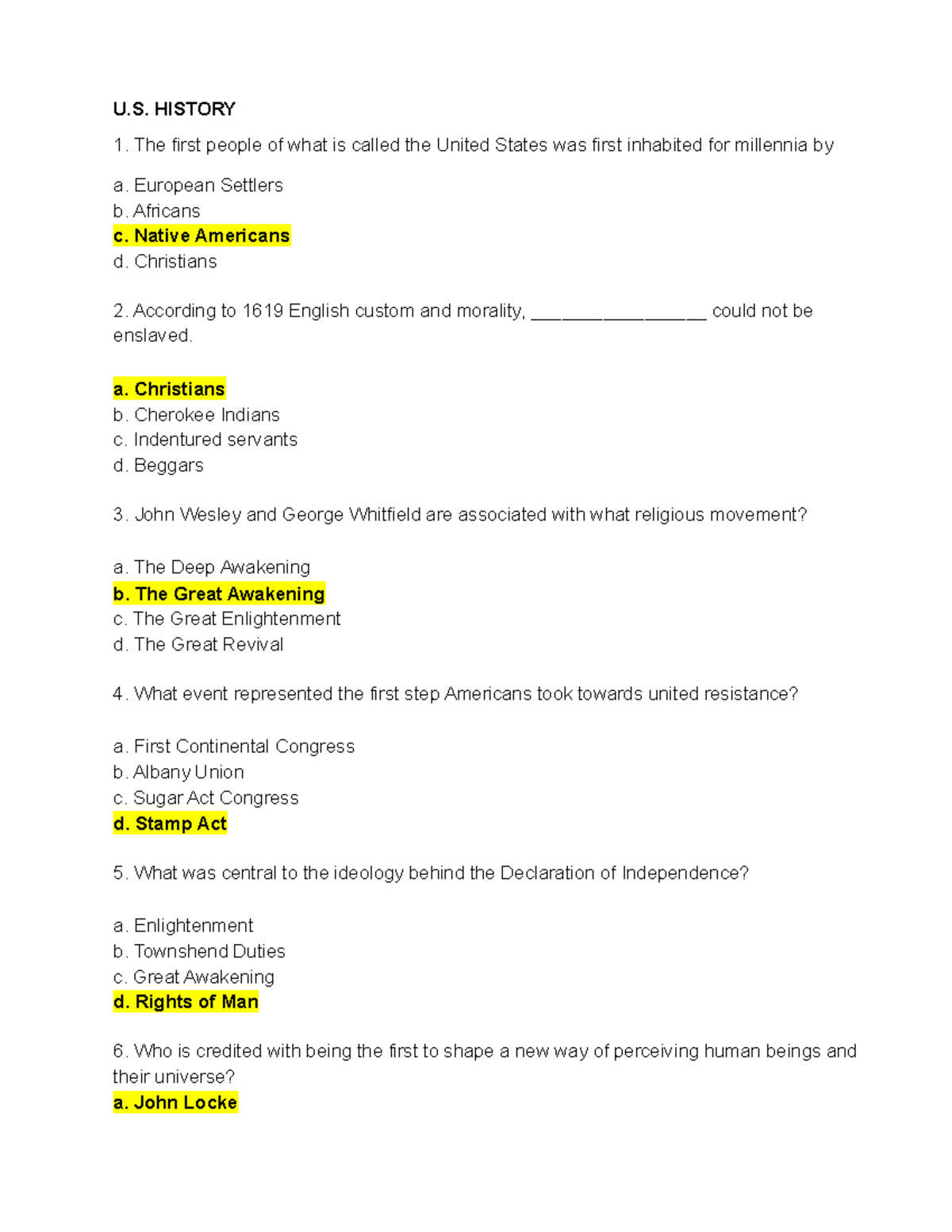 USH 25 Questions - U. HISTORY The first people of what is called the ...