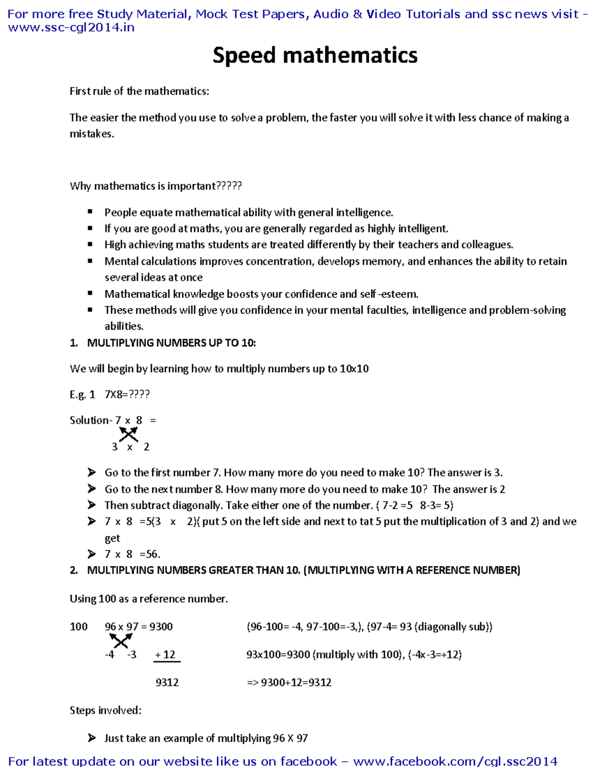 Speed mathematics - maths - Speed mathematics 2 First rule of the ...