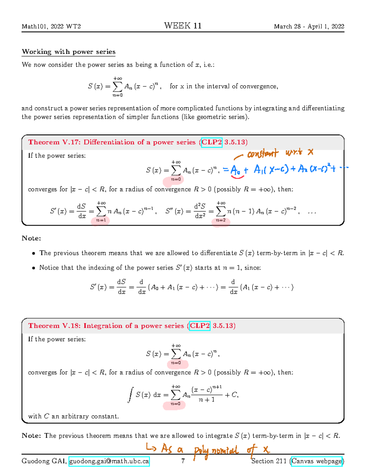 MATH101 Week 11 L2 Lecture Notes - MATH 101 - UBC - Studocu