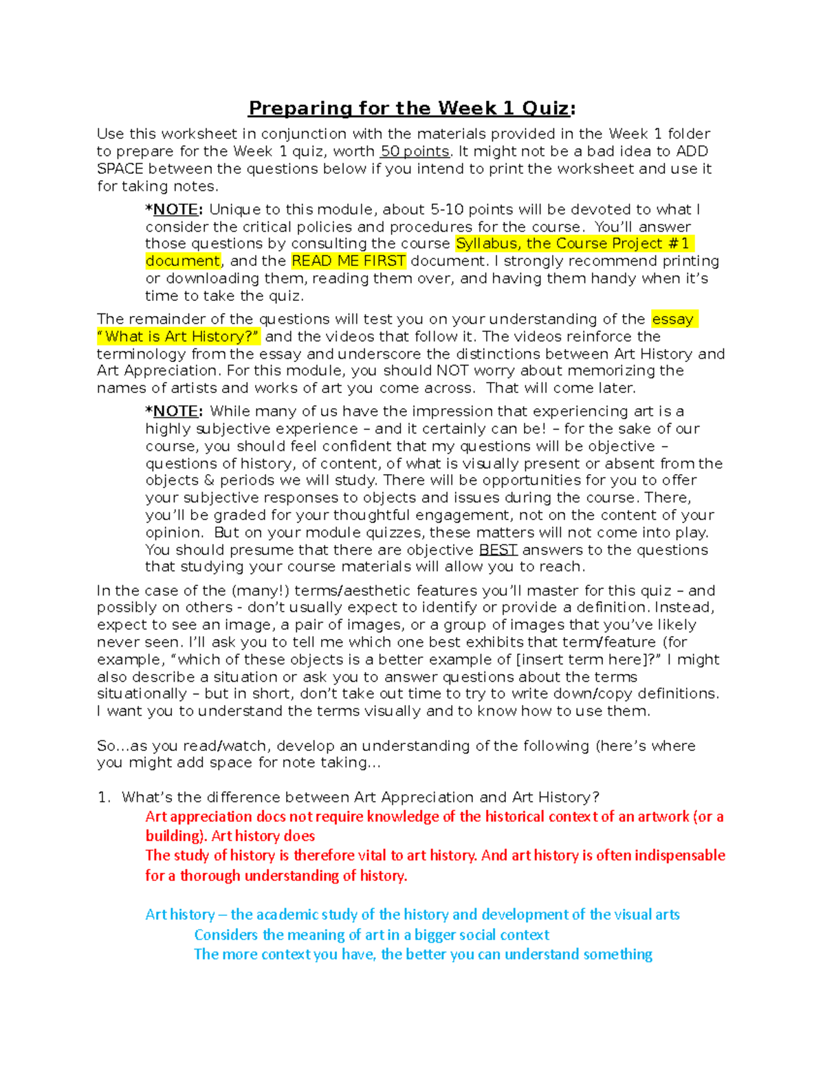 Week 1 - week one discussion post - Preparing for the Week 1 Quiz: Use ...