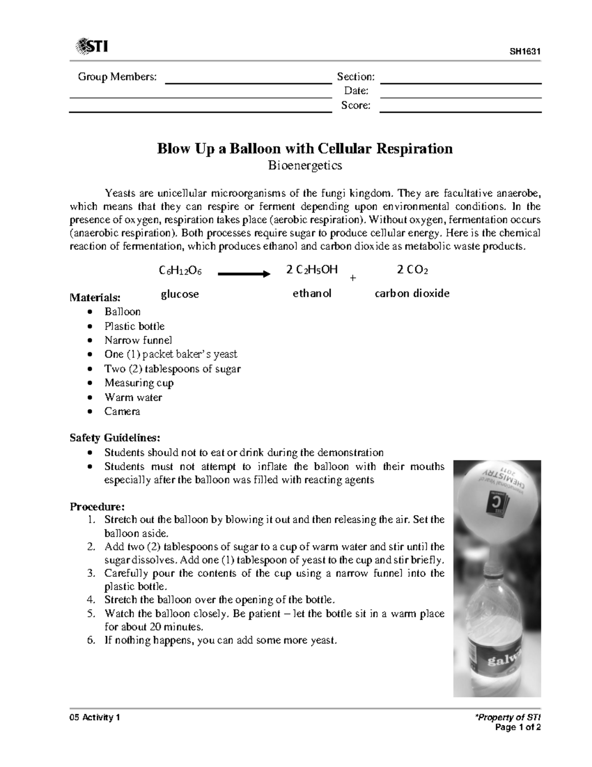 SH1631 - Earth and Life Science 05 Activity 1 - SH 05 Activity 1 ...