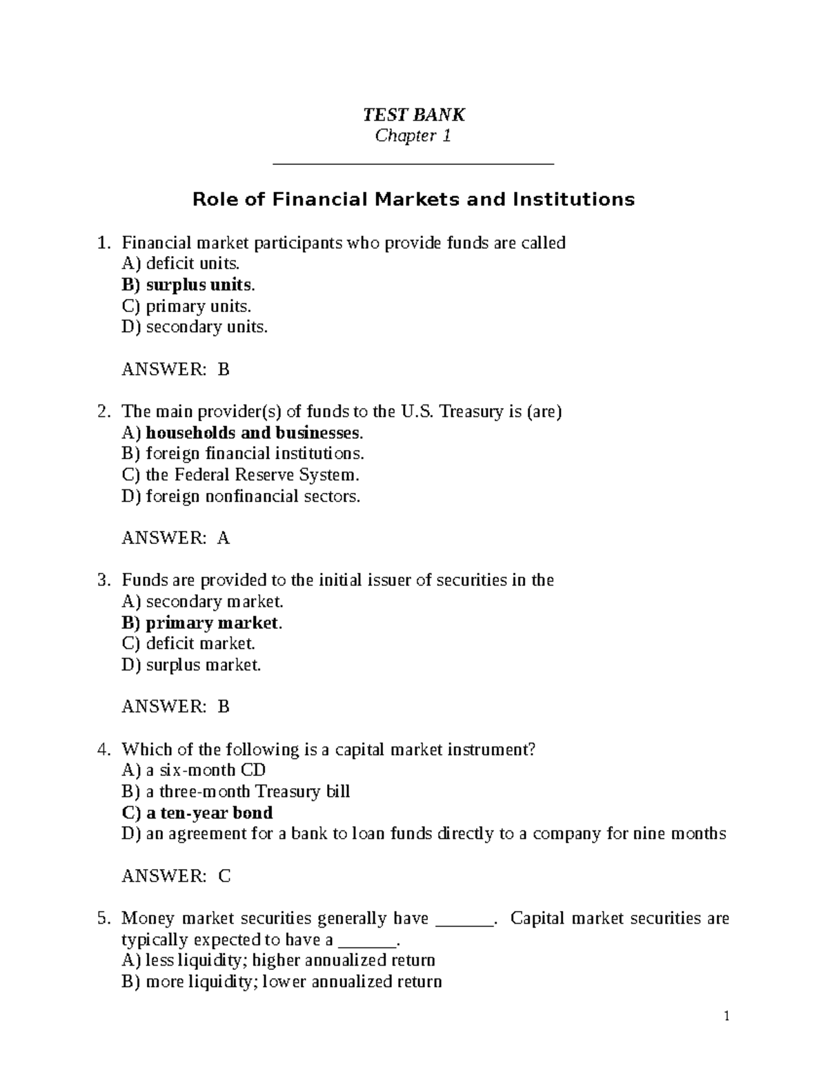 Tb01 - eeeeeee - TEST BANK Chapter 1 _____________________________ Role ...