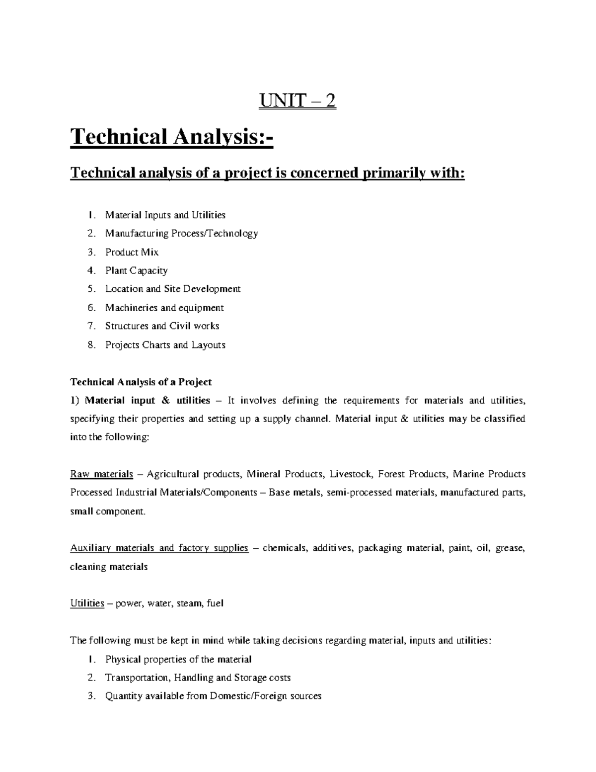 BBA-Sem. VI-Project Management-Unit 2-Technical analysis - UNIT – 2 Technical Analysis ...