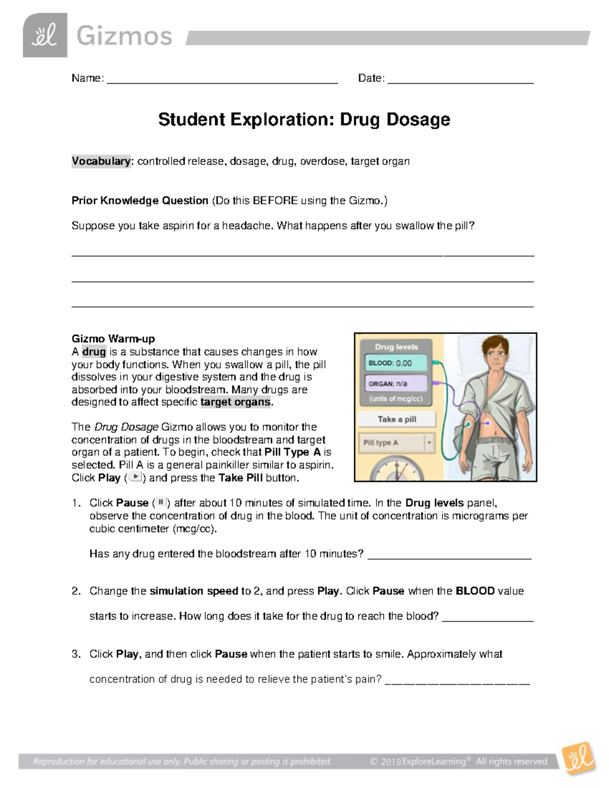 Drug Dosage SE - This shows the body of taking pills - Name
